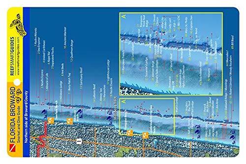 Broward County Florida Recreation & Dive Map Waterproof Card: Reef ...