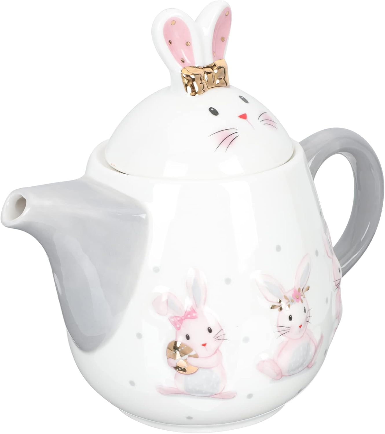 Amazon.com | Yardwe Ceramic Rabbit Teapot Cute Flower Teapot Coffee Pot ...