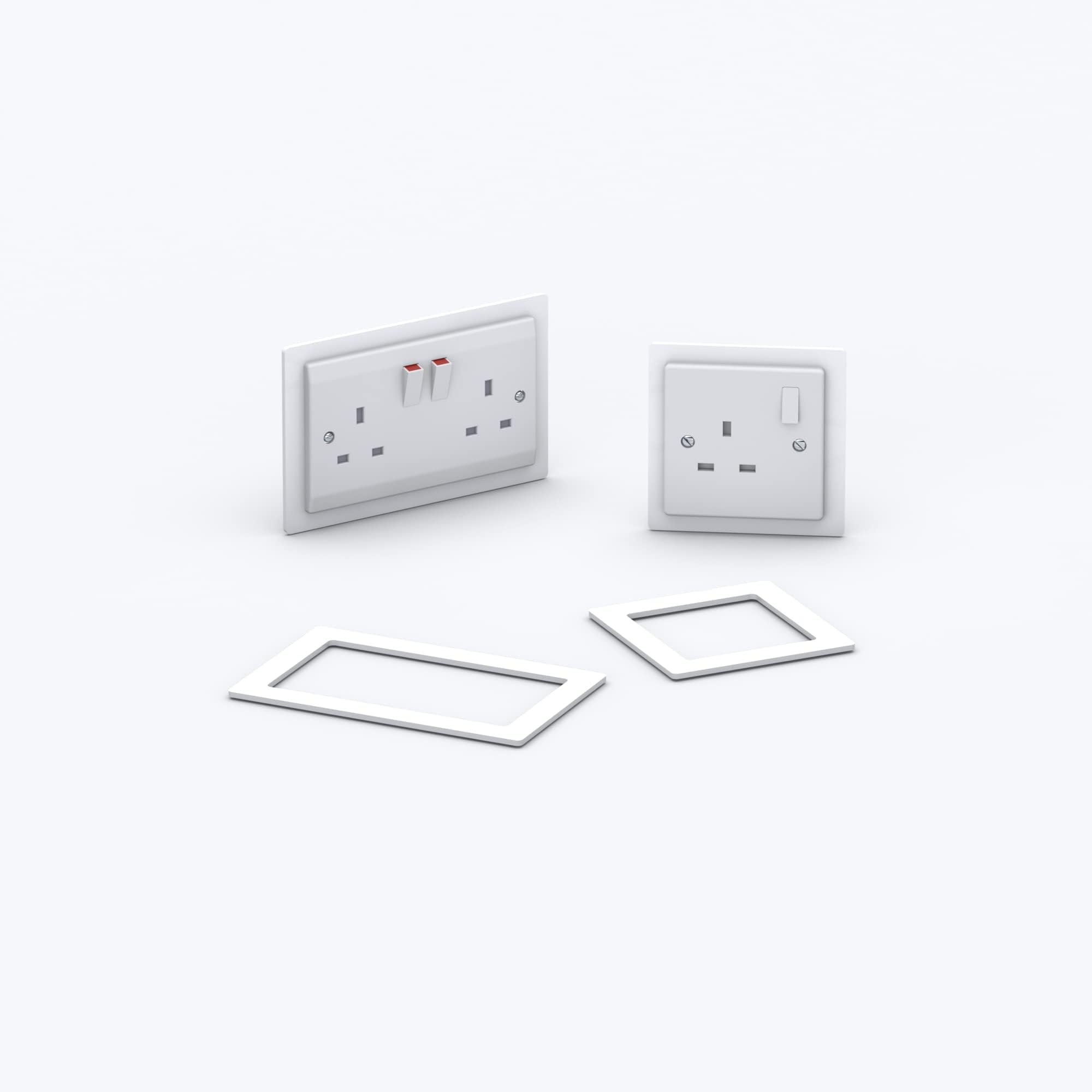 Dencon 2 Gang White Finger Plates For Light Switches & Double Sockets ...