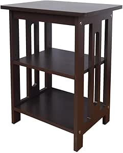 KendyOak 3-Tier Mobile Corner Side Tables Walnut Brown End Tables Wood ...