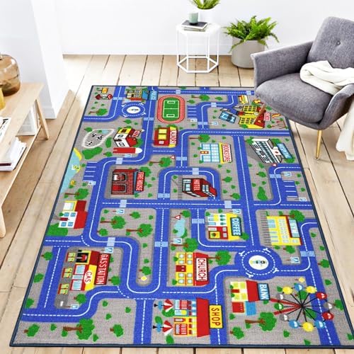 Amazon.com: VSIWB Kids Carpet Playmat Car Rug 5'0" x 6'6" Educational ...