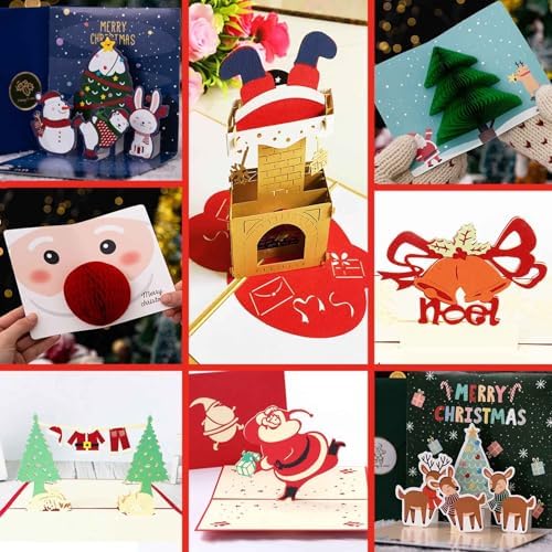 Amazon.com : HILUCK 3D Christmas Greeting Cards, 8PCS, Pop Up Handmade ...