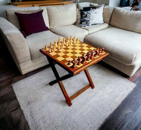 Buy Wooden Chess Table 12X12 Inches Handmade Wooden Table Chess ...