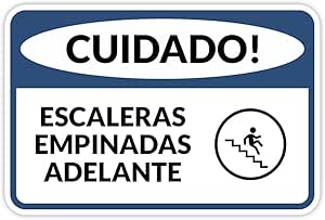 Amazon.com: Letrero clásico enmarcado Plus Cuidado Escaleras Empinadas ...