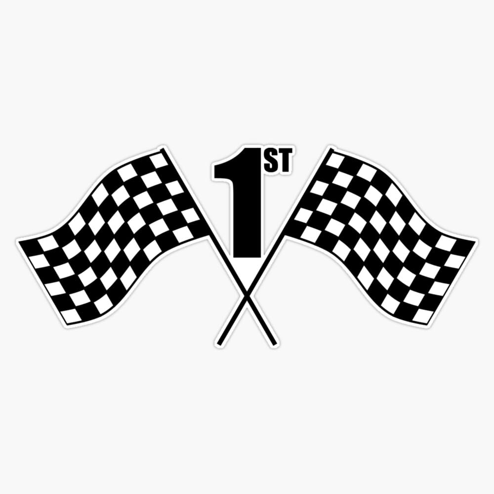 Amazon.com - Racing Checkered Flags 1St Place Sticker Vinyl Decal ...