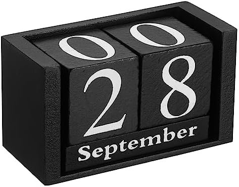 Amazon.com : PATIKIL Vintage Wood Block Perpetual Calendar, Reusable ...