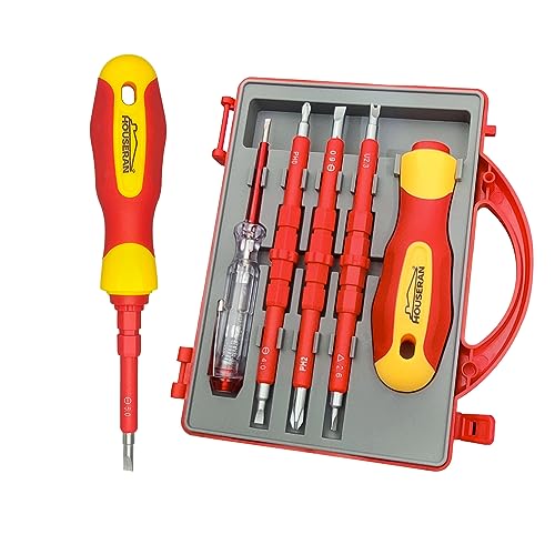Insulated Screwdriver, HOUSERAN 5 Pcs Screwdriver Set, Magnetic Tip ...
