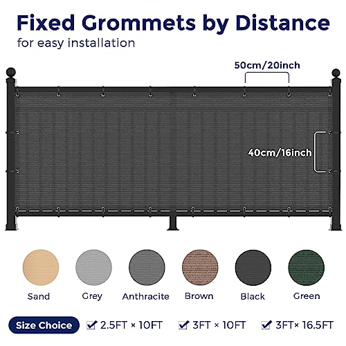 Snapklik.com : Duerer Balcony Screen Privacy Fence Cover 2.5 X 10 Black ...