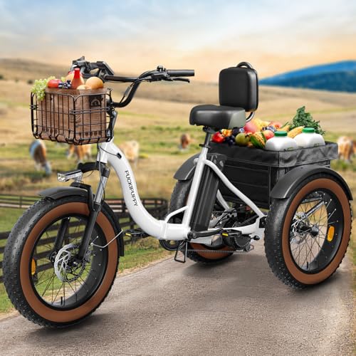 Electric Tricycle for Adults, 20" Fat Tire 3 Wheel Electric Trike with ...