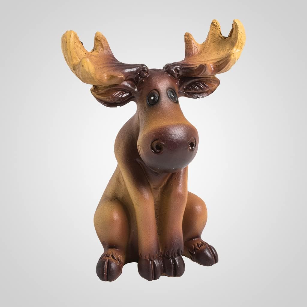 Amazon.com: Lipco Moose Sitting Figurine, 3.10-inch Length, Polystone ...