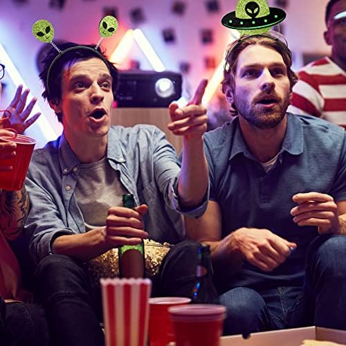Amazon.com: Whaline 6Pcs Alien Head Boppers Glitter Green Black ...
