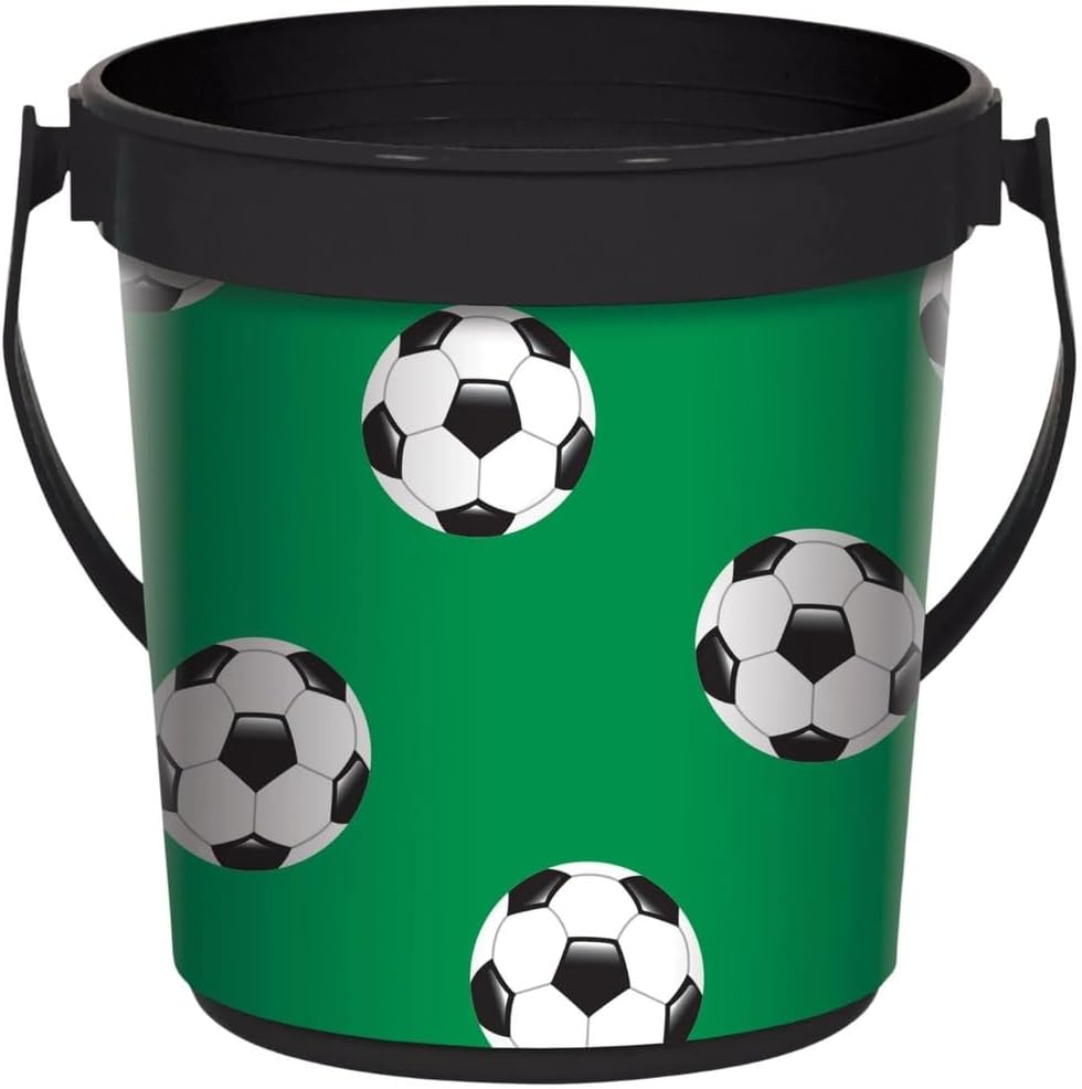 Amazon.com: Amscan Black/Green Soccer Plastic Favor Bucket - 4.5" x 6. ...
