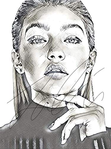 Gigi Hadid Sketch Drawing Print Poster Hand Drawn Pencil Model #GIGI ...