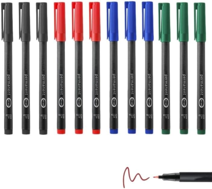 12 PCS Permanent Marker Pens, Ultra Fine Point Permanent Marker Set 0 ...