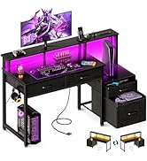Amazon.com: AODK 55-Inch Computer Desk with File Cabinet and Fabric ...