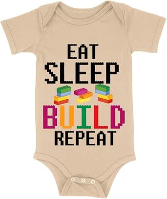 Amazon.com: Eat Sleep Build Repeat Baby Onesie - Funny Builder Item ...
