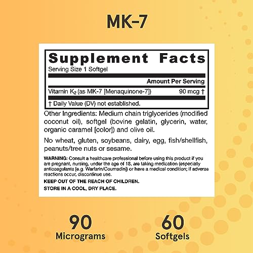 Jarrow Formulas MK-7 90 mcg - Bioactive Form of Vitamin K2 - 60 ...