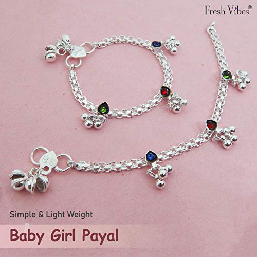 Buy Fresh Vibes Silver Kids Anklet for Baby Girl (0 to 3 years) - 6 ...