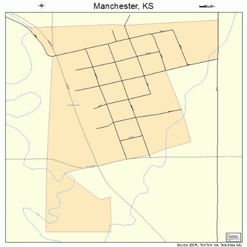 Large Street & Road Map of Manchester, Kansas KS - Printed poster size ...