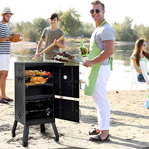 Giantex Outdoor Smoker with Double Doors, 2 Detachable Grill Netting ...
