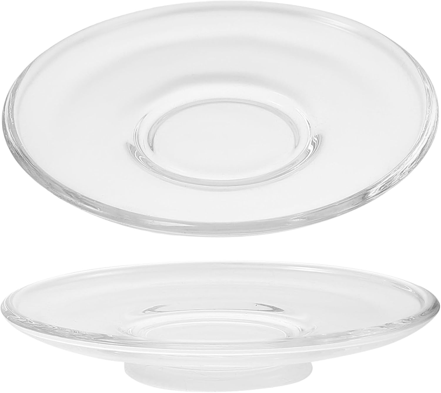 HOLIDYOYO Clear Glass Saucers, 2pcs 8.5cm Round Glass Tea Plates ...