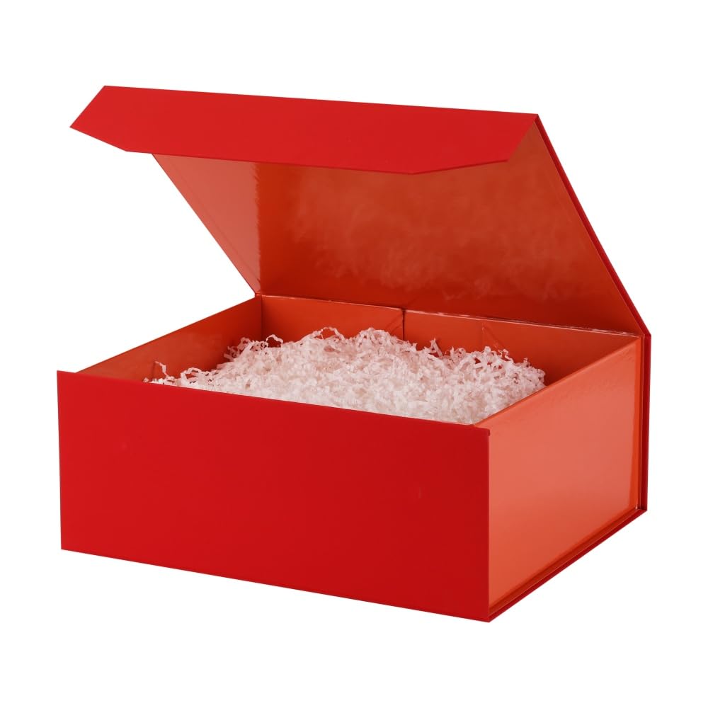 Amazon.com: PACKGILO 1 Pcs Red Gift Box Large 13x11x5.3 Inch Large ...