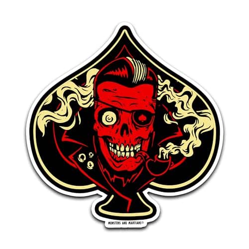 Amazon.com: 4" Rockabilly Ace of Spades Skull Face Sticker Psychobilly ...