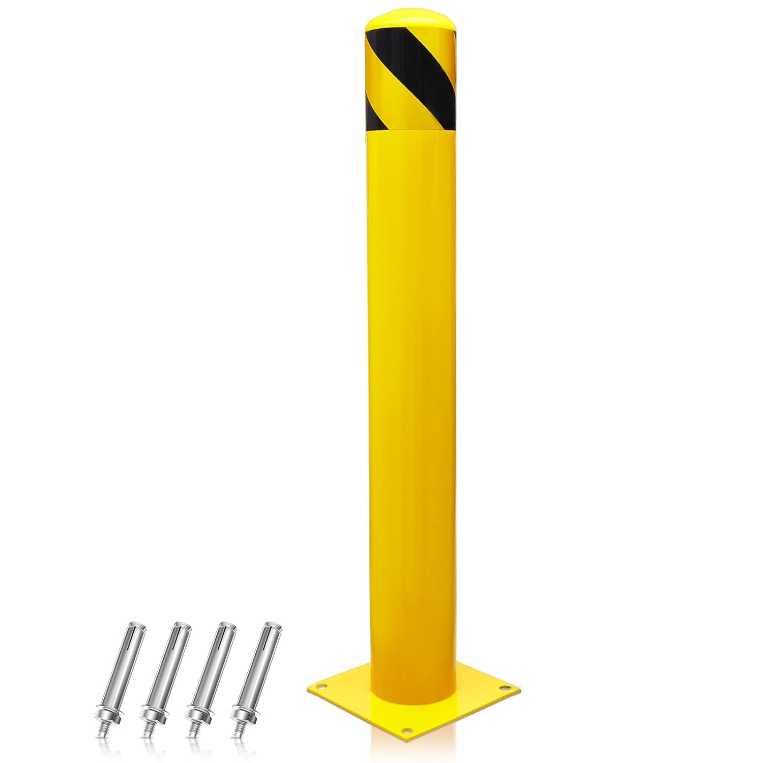 Safety Bollard Post 34 Inch Yellow Steel Parking Barrier Metal Traffic ...