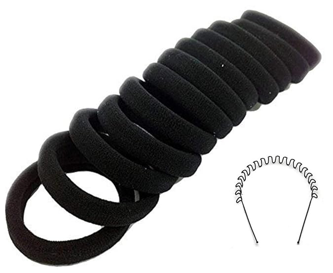 Buy Smile N Style Essentials - Set of 12 Pieces Black hair band cotton ...