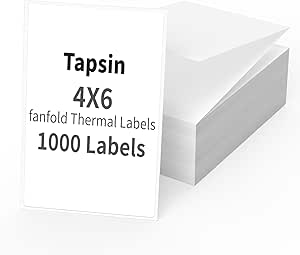 Amazon.com: Tapsin 2 Stack Fanfold Direct Thermal Labels 4 x 6 Inches ...