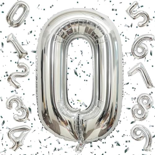 Flyloons 0 number Silver Foil Balloon 16 inch Size Birthday Decoration ...