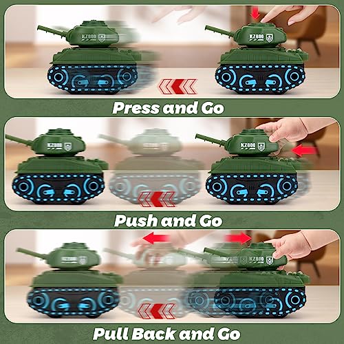 JuanKidbo 4 Pack Military Toy Tanks Set for Kids, Army Toy Tanks with ...