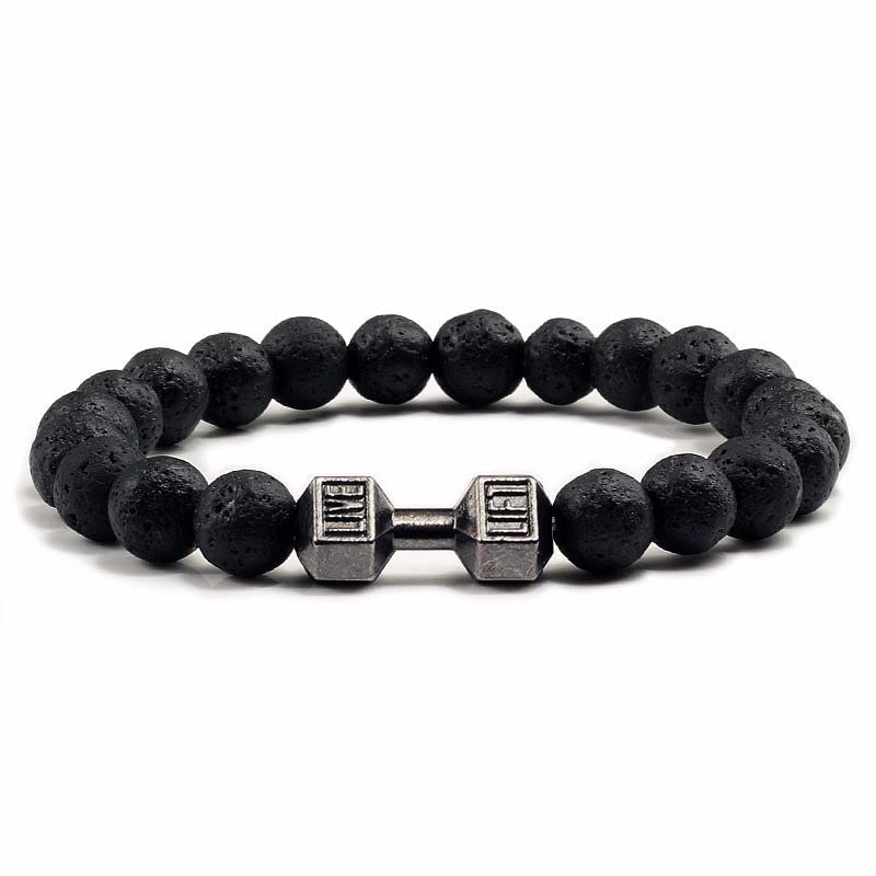 Amazon.com: Handmade Black Dumbbell Bracelet Gym Bros Fitness Barbell ...