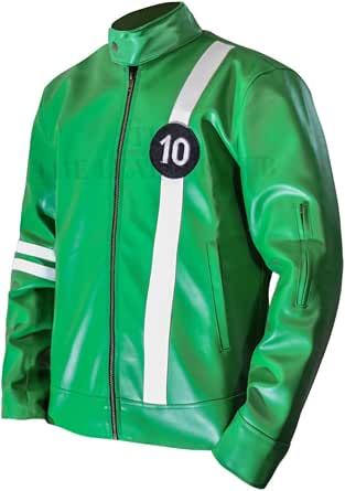 Men's Ben Tennyson Alien Swarm Jacket - Green Faux Leather Ben-10 Adult ...