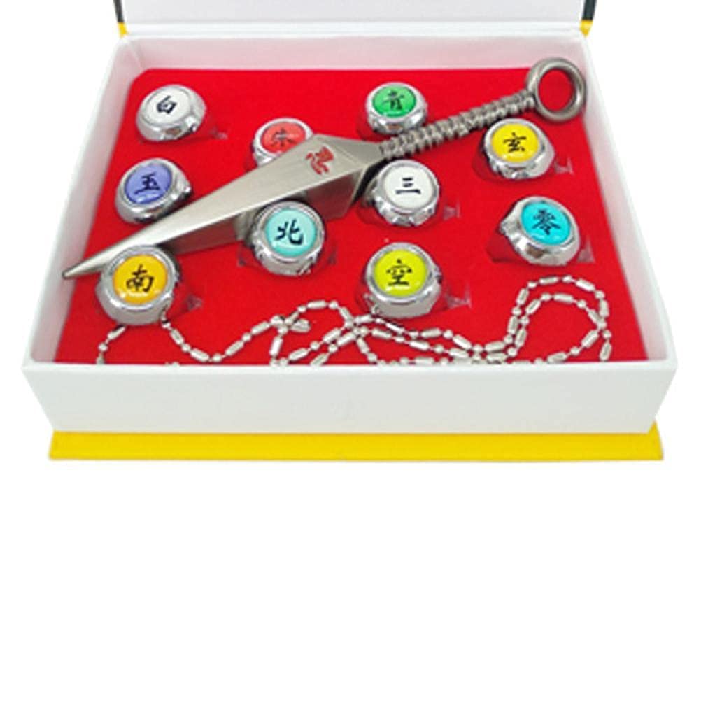 Buy QCSTORE Naruto Akatsuki Rings Set Anime Ring Set Japanese Cosplay ...