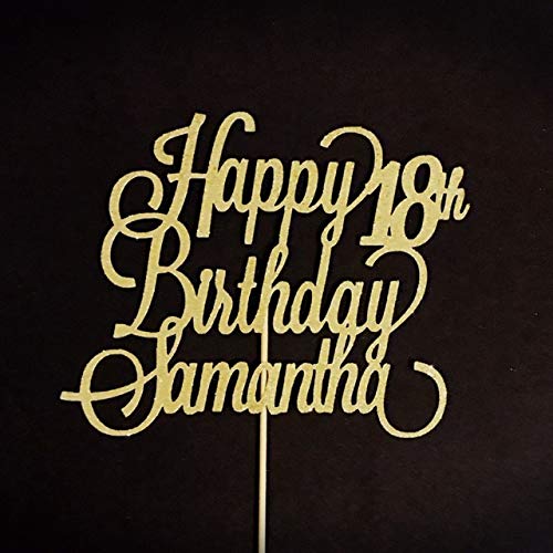 Amazon.com: Atelier Elegance ANY NAME Happy 18th Birthday Cake Topper ...