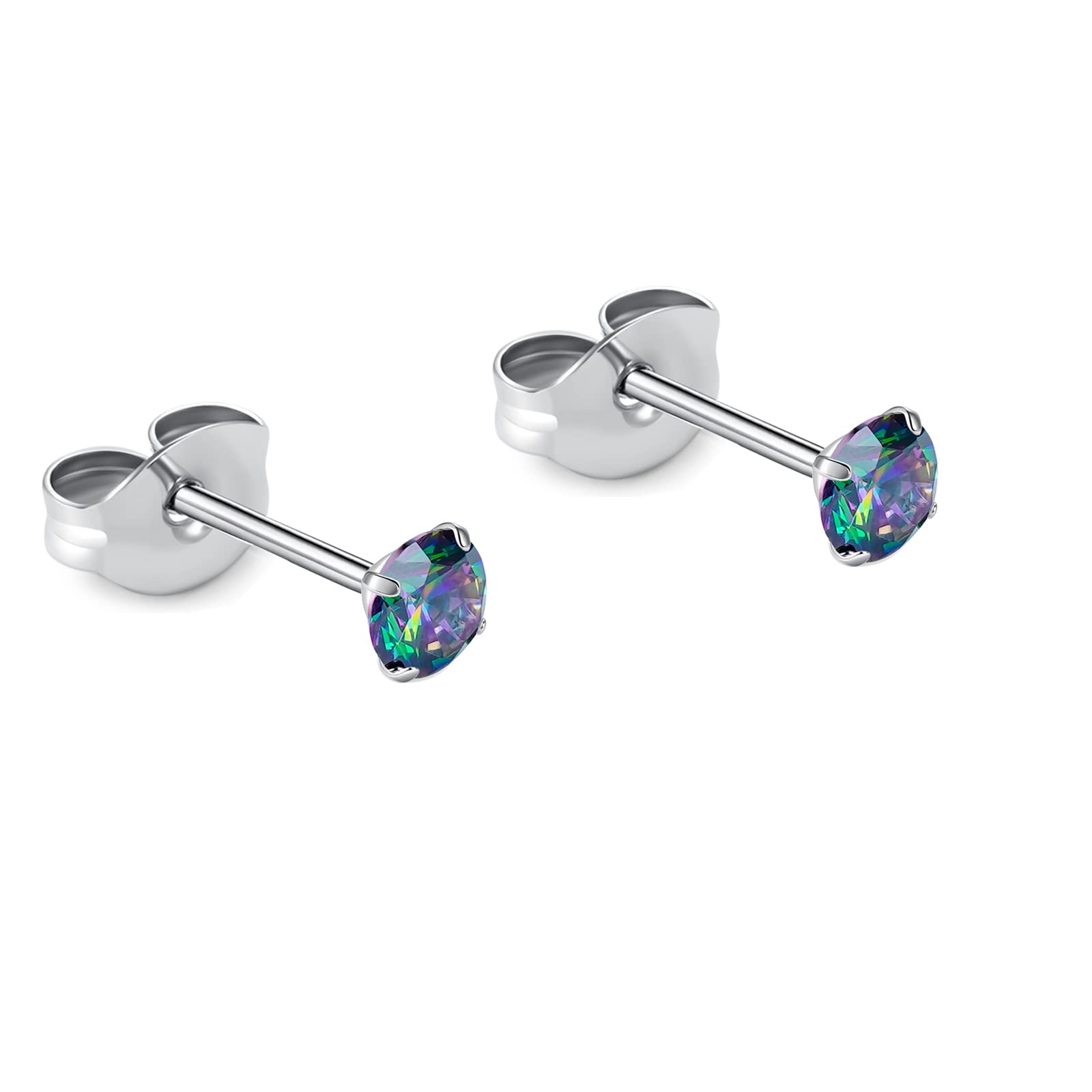 1 Pair Implant Grade Titanium Stud Earrings Set Hypoallergenic 3Mm 4Mm ...
