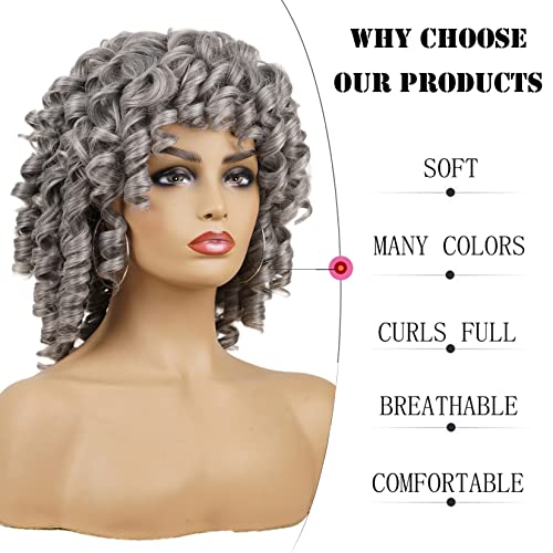 andromeda Short Curly Wigs for Black Women Gray Soft Afro Curly Wig ...