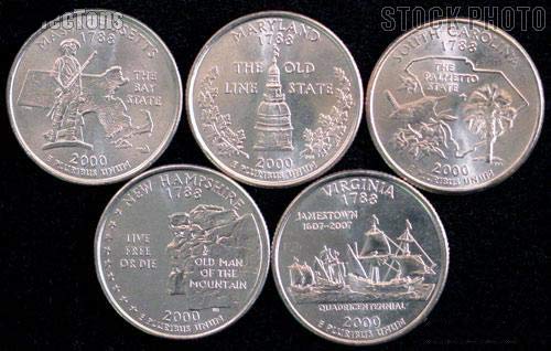 2000 D Complete Set of 5 State Quarters Uncirculated at Amazon's ...