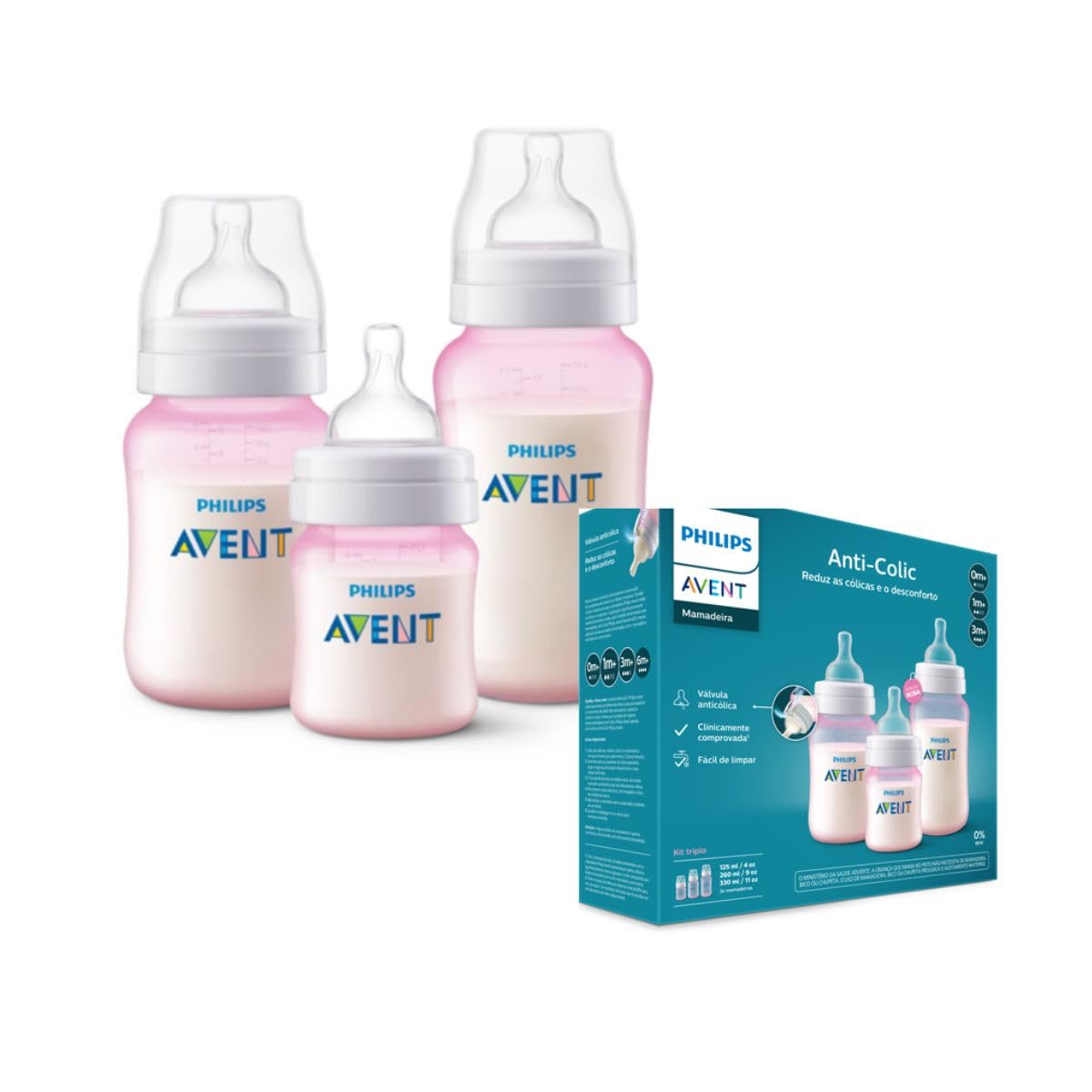 Philips Avent Kit triplo Mamadeira Anti-colic 125ml + 260ml + 330ml ...