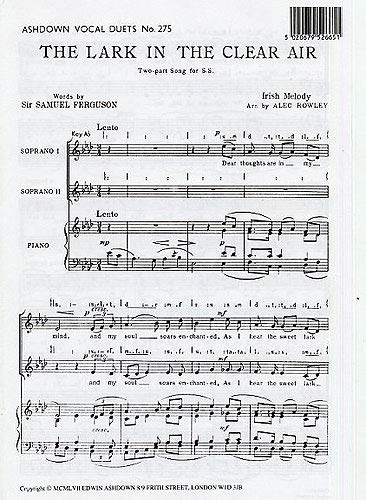 Alec Rowley-The Lark In The Clear Air-2-Part Choir and Piano-Vocal ...