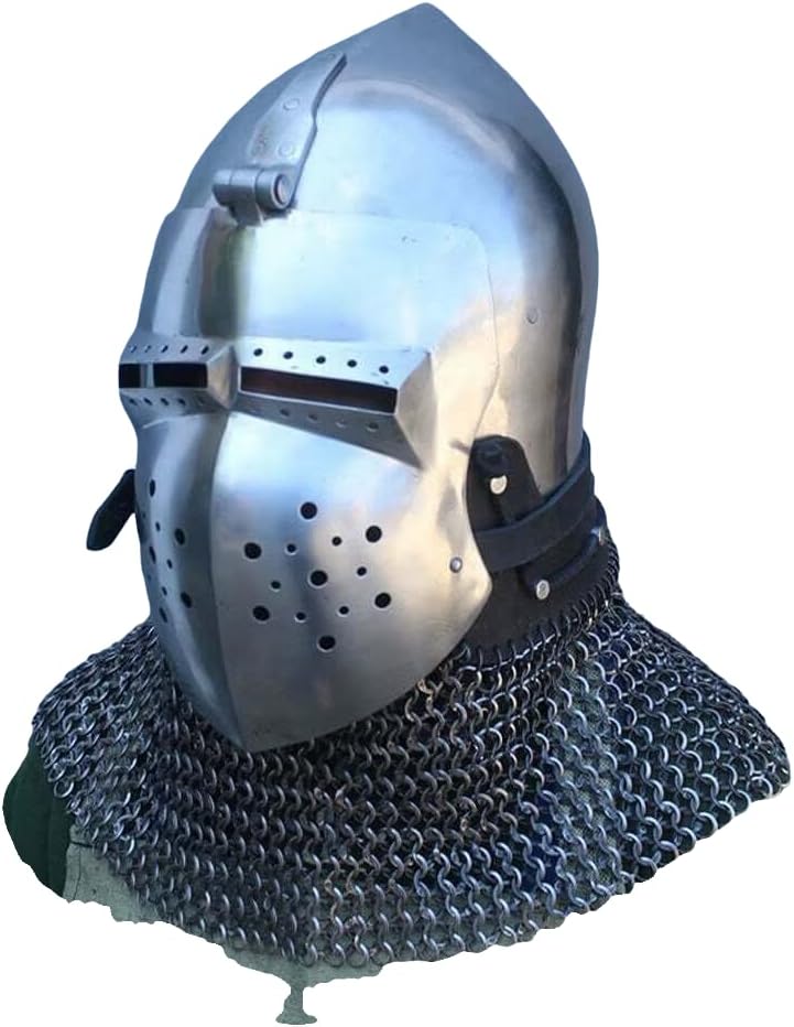 Amazon.com: 18 Gauge Steel Medieval Helmet Combat Pig Faced Bascinet ...