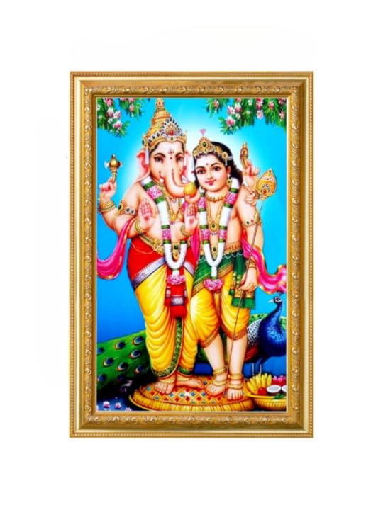 SAI PHOTO FRAMES Lord Ganesha with Murugan Religious Wooden Photo frame ...