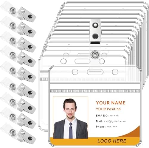Amazon.com : kioooki 15 Pcs Badge Holders with Clip Extra Thick Clear ...