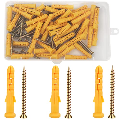 Mbsomnus M8 Wall Plugs and Screws Set 110Pcs (50Pcs Concrete Screws ...