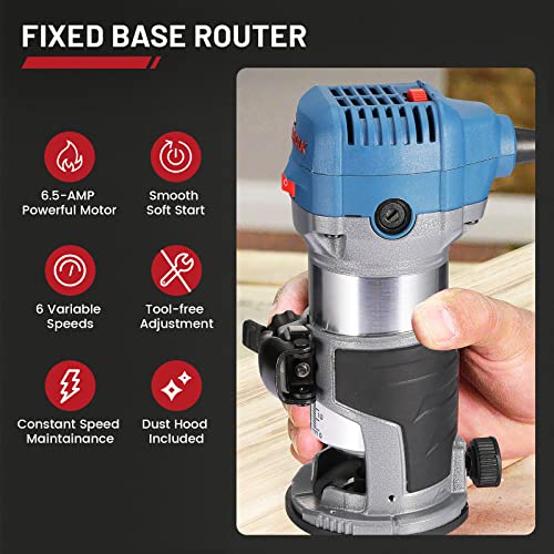 Snapklik.com : Wood Router Combo Kit, Enhulk 6.5-AMP 125HP Trim Router ...