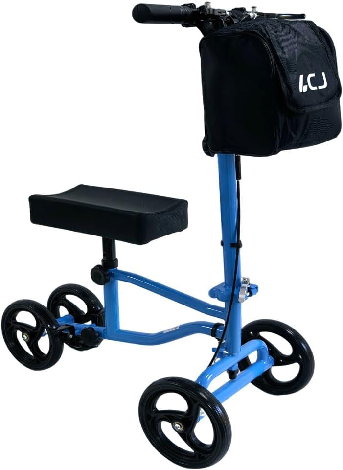 Amazon.com: VEVOR Folding Knee Scooter, Carbon Steel Steerable Knee ...