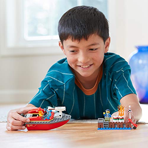 LEGO 60213 City Fire Dock Side Fire Boat Building Set with Water Cannon ...
