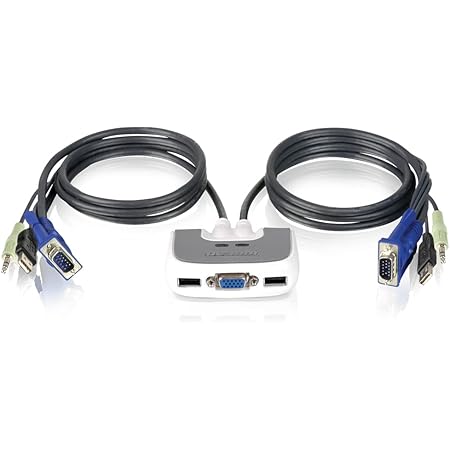 Amazon.com: IOGEAR 2-Port USB VGA Cabled KVM Switch - 2048 x 1536 - Remote Button Switch - Plug ...