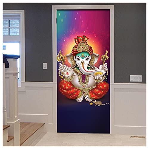 Creative Print Solution Ganesh ji Design Door Sticker Wallpaper for ...
